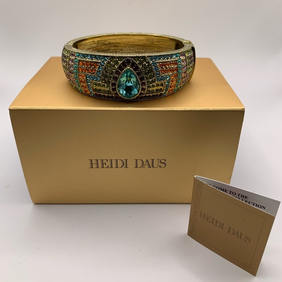 Heidi Daus | Jewelry | Heidi Daus Gold Tone Multicoloured Crystal Wide ...